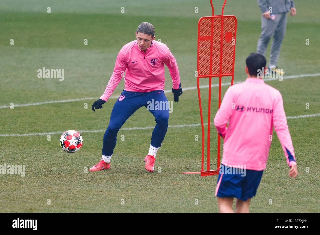 Conor Gallagher of Atletico de Madrid warms up during the training day ...