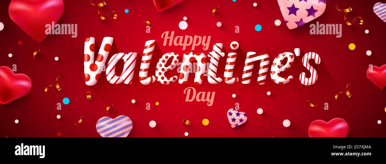Horizontal banner Happy Valentine's Day Website Header and Cover Design ...