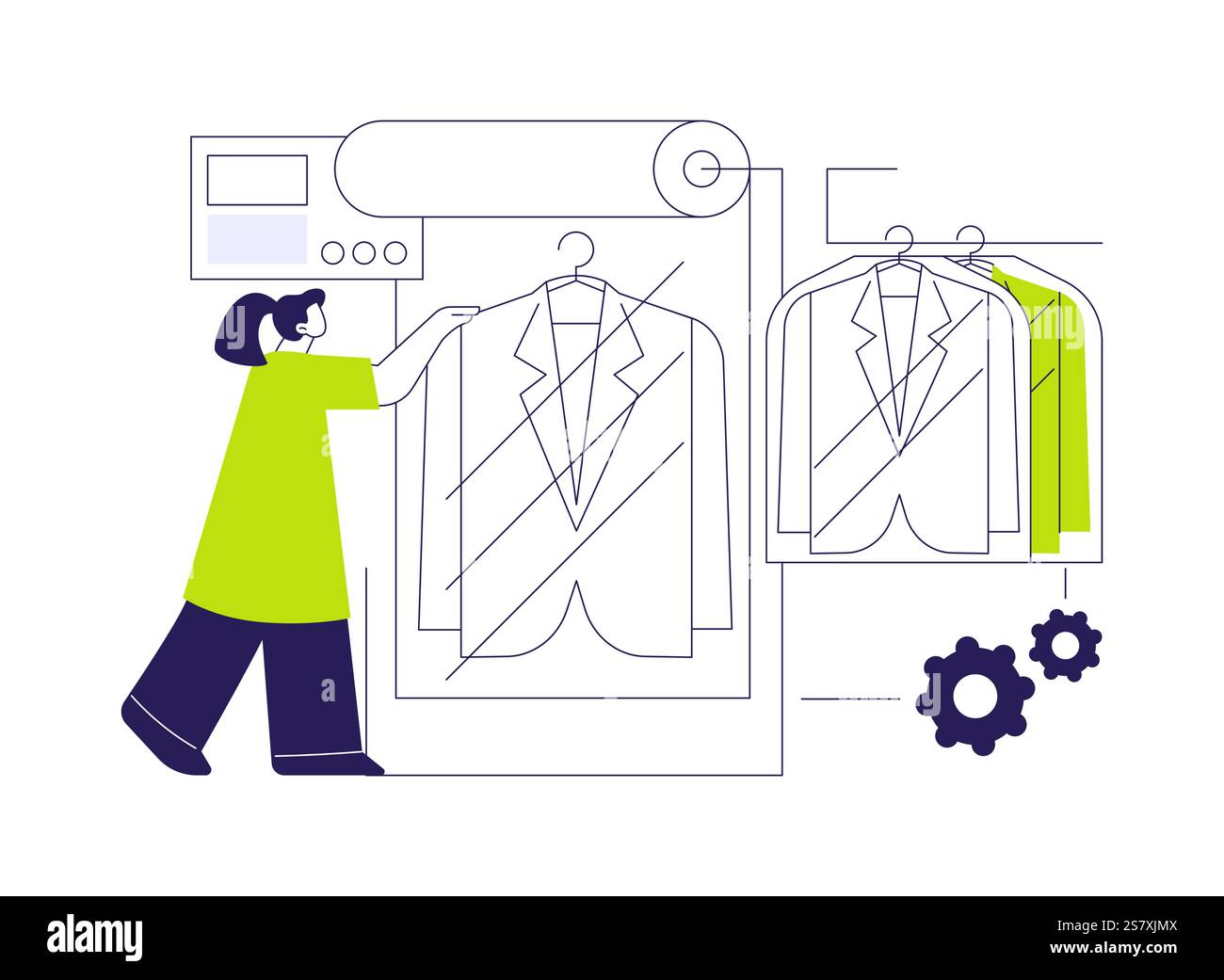 Garment bagging machine abstract concept vector illustration Stock ...