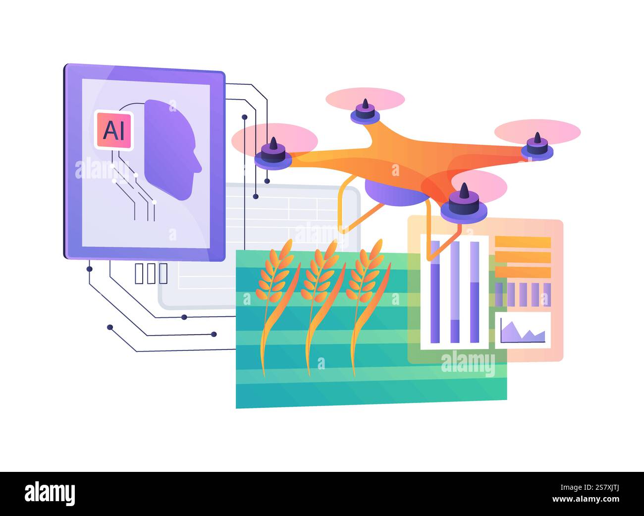 Ai Enhanced Crop Monitoring Abstract Concept Vector Illustration Stock Vector Image And Art Alamy