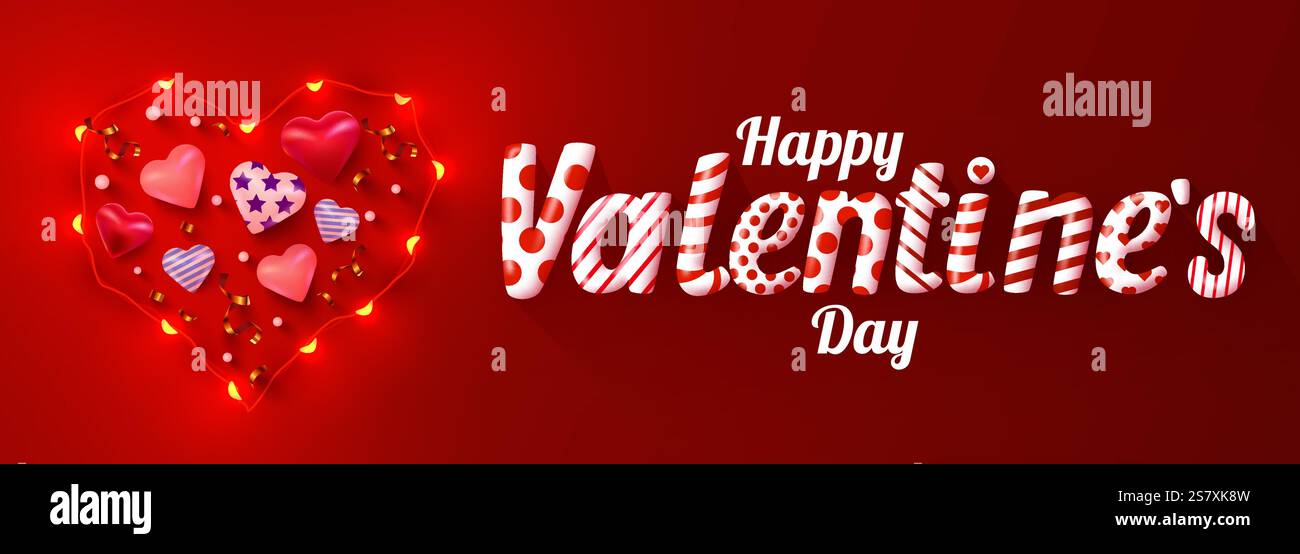 Horizontal banner Happy Valentine's Day Website Header and Cover Design ...