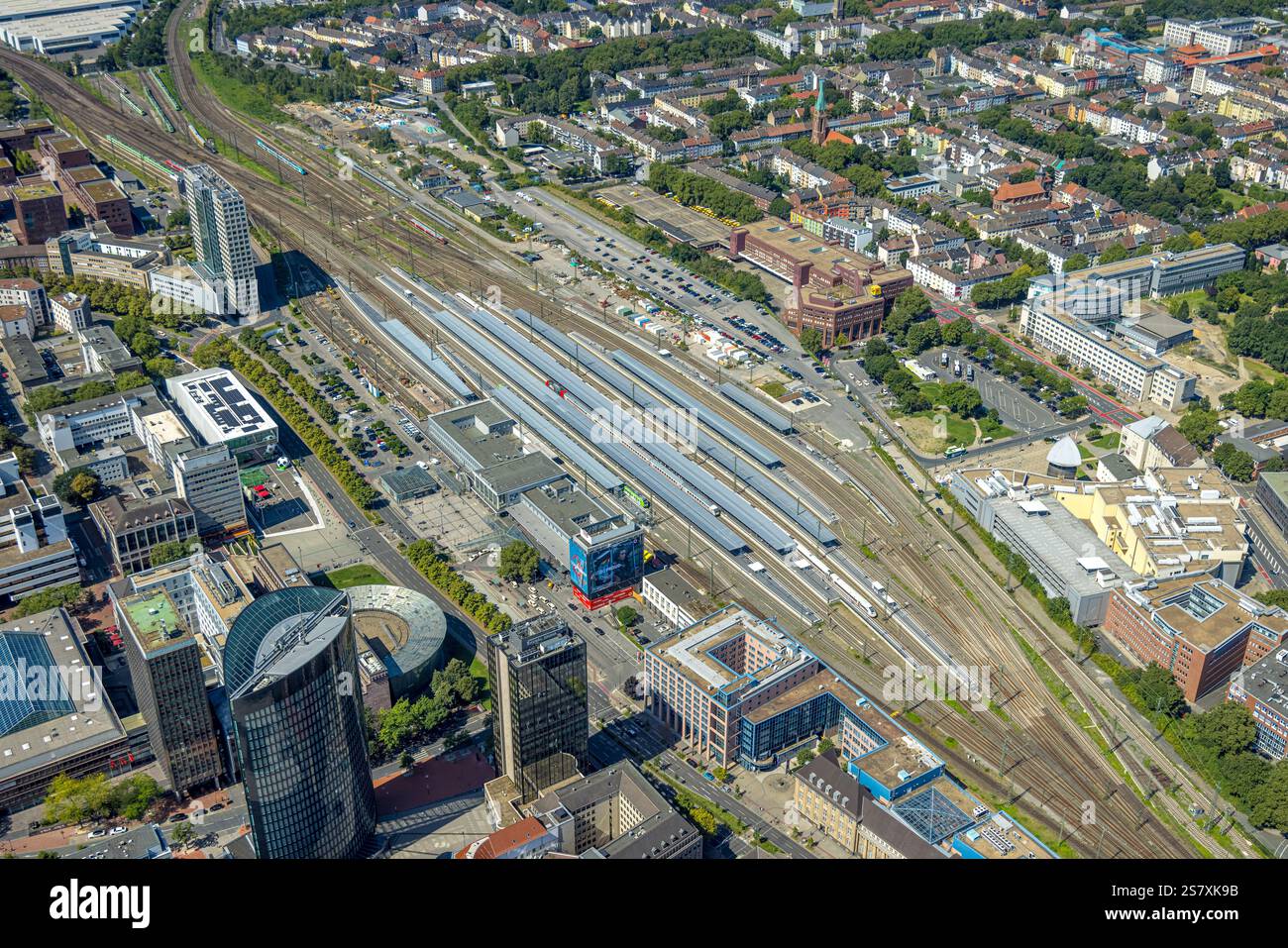 Aerial view, Central Station, Dortmund and platforms, station building ...