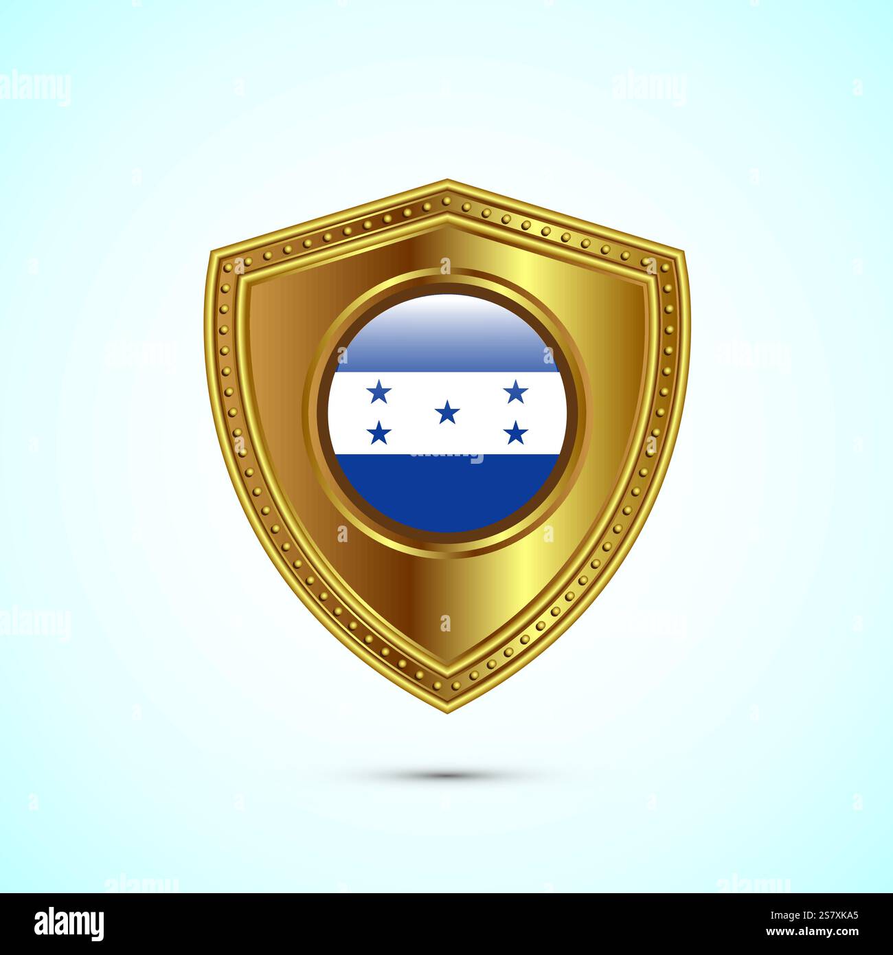 Rounded flag of Honduras with glossy gold shield Stock Vector Image ...