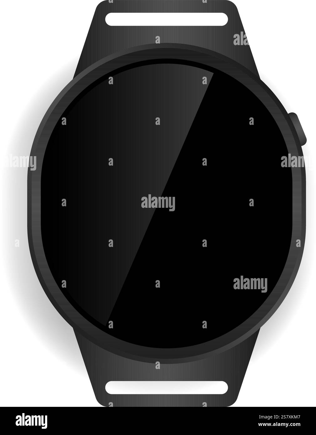 This image presents a polished and minimalistic circular smartwatch ...