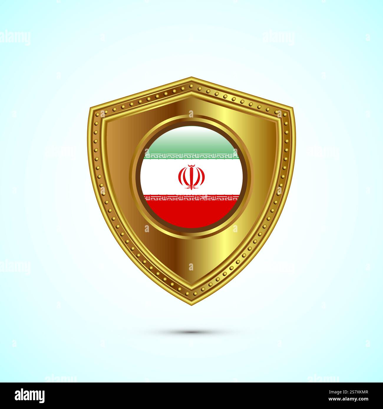 Rounded flag of Iran with glossy gold shield Stock Vector Image & Art - Alamy