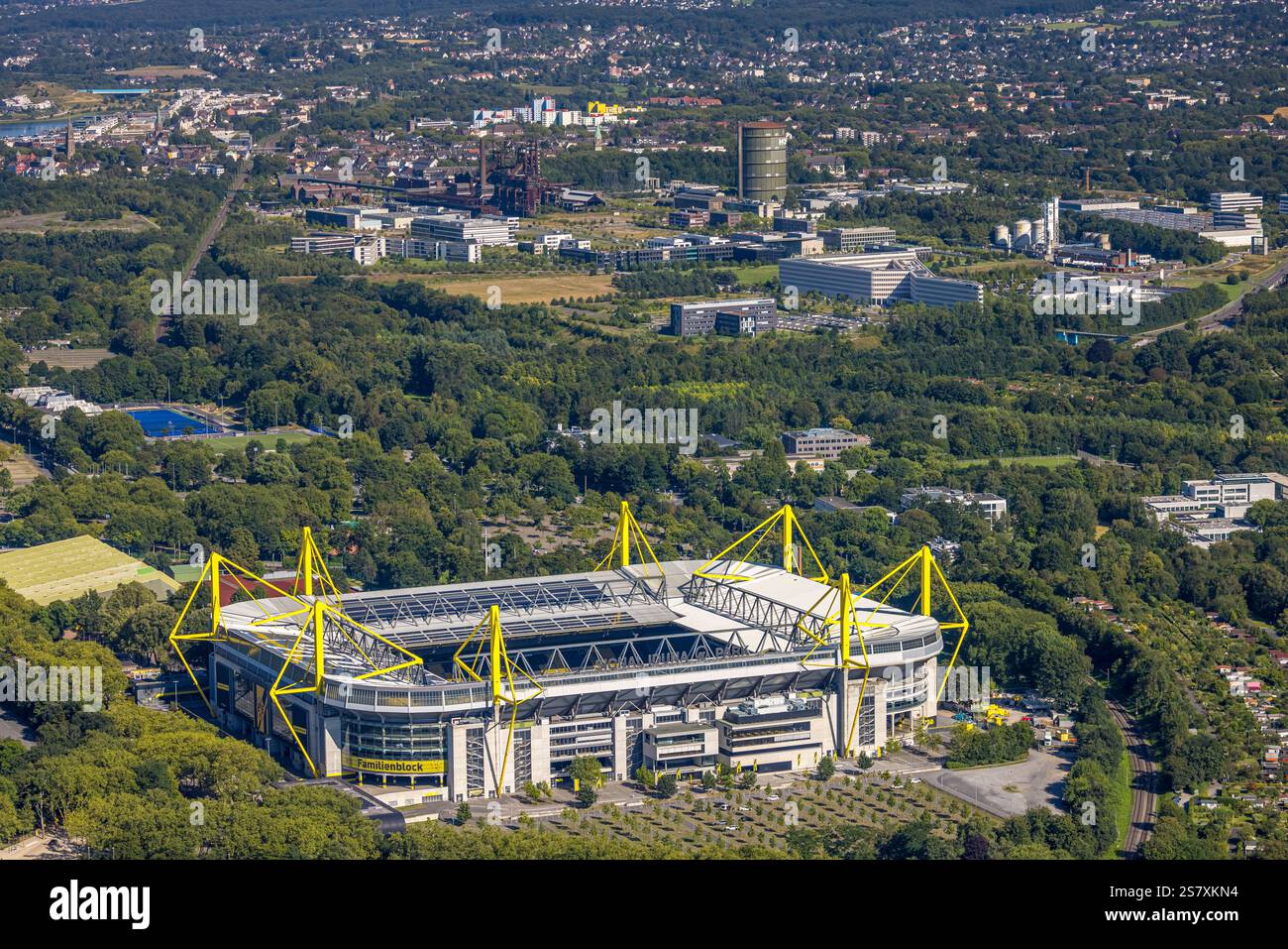 Aerial view, BVB Borussia Dortmund soccer stadium Bundesliga stadium ...