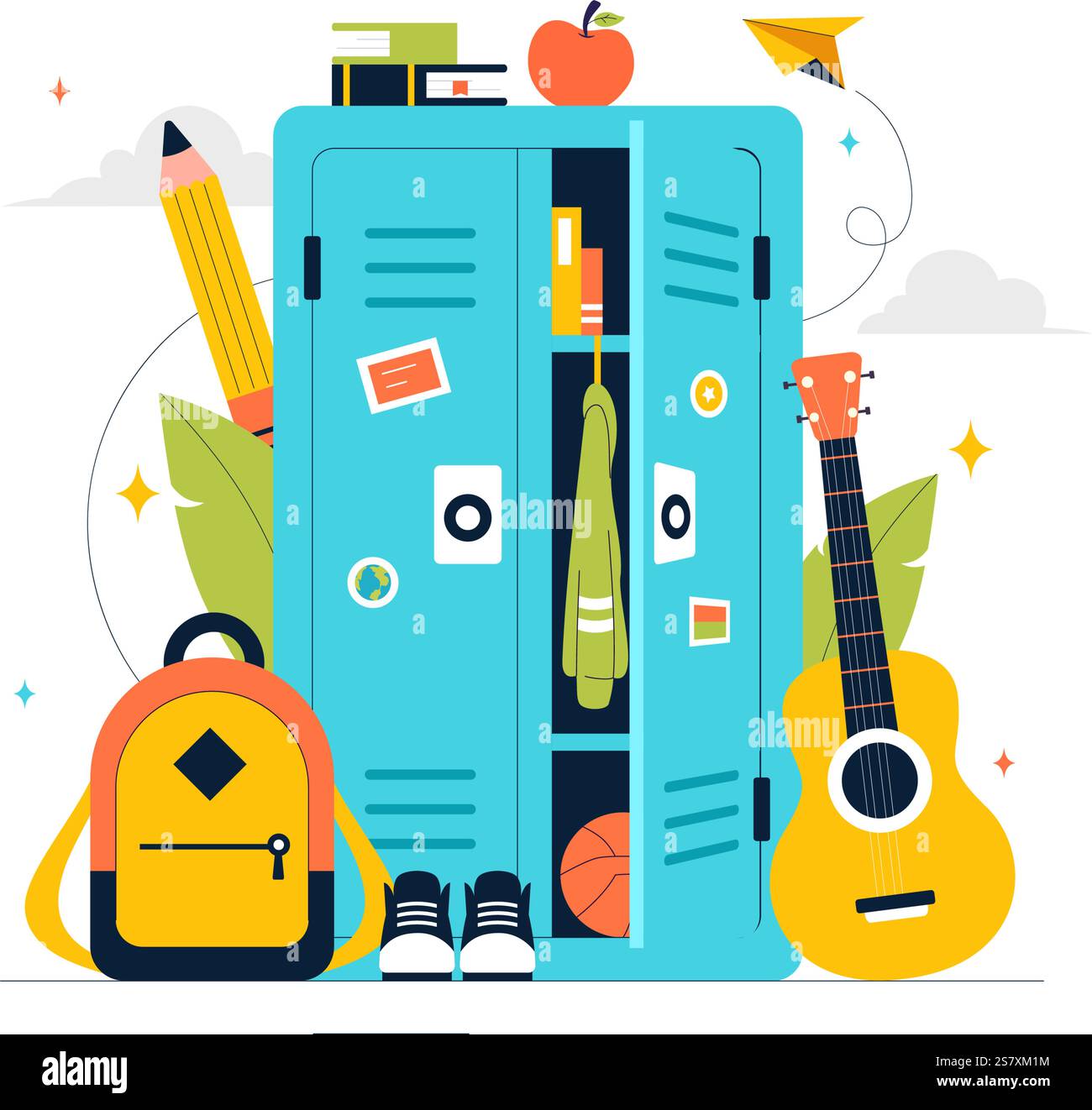 School Locker Room Vector Illustration Featuring Neatly Organized ...
