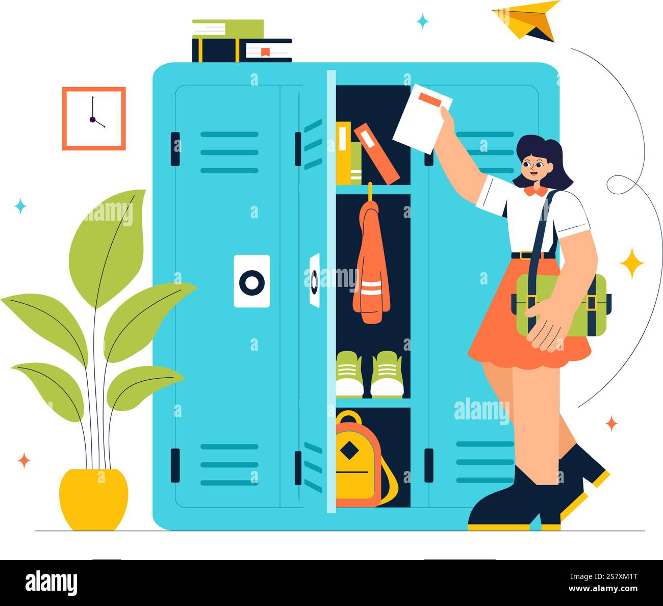 School Locker Room Vector Illustration Featuring Neatly Organized ...