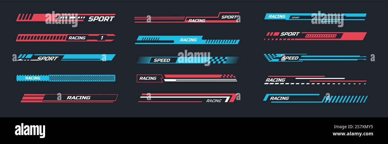 Racing car stripe decal. Dynamic sports labels and speed banner ...