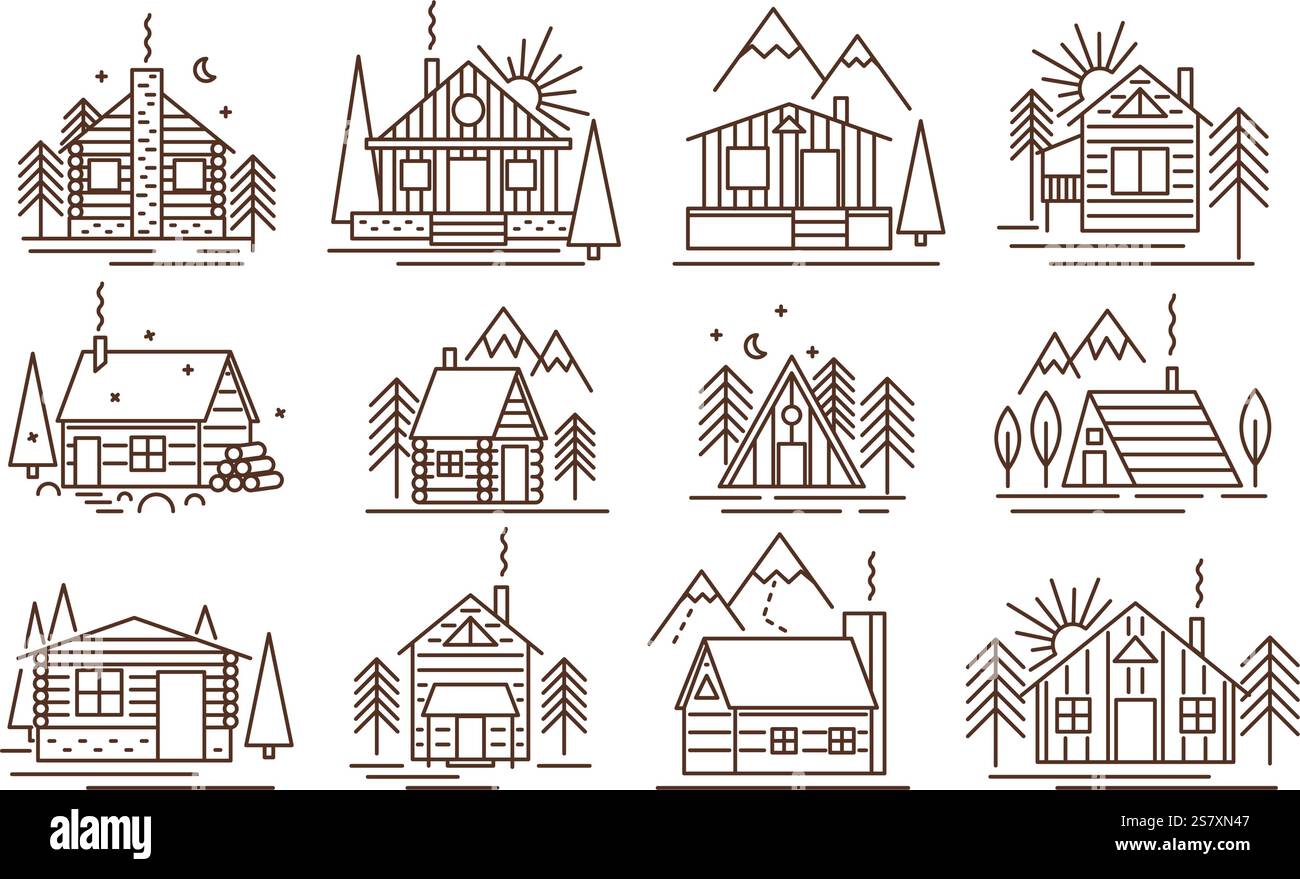 Cottages in line on Stock Vector Images - Alamy