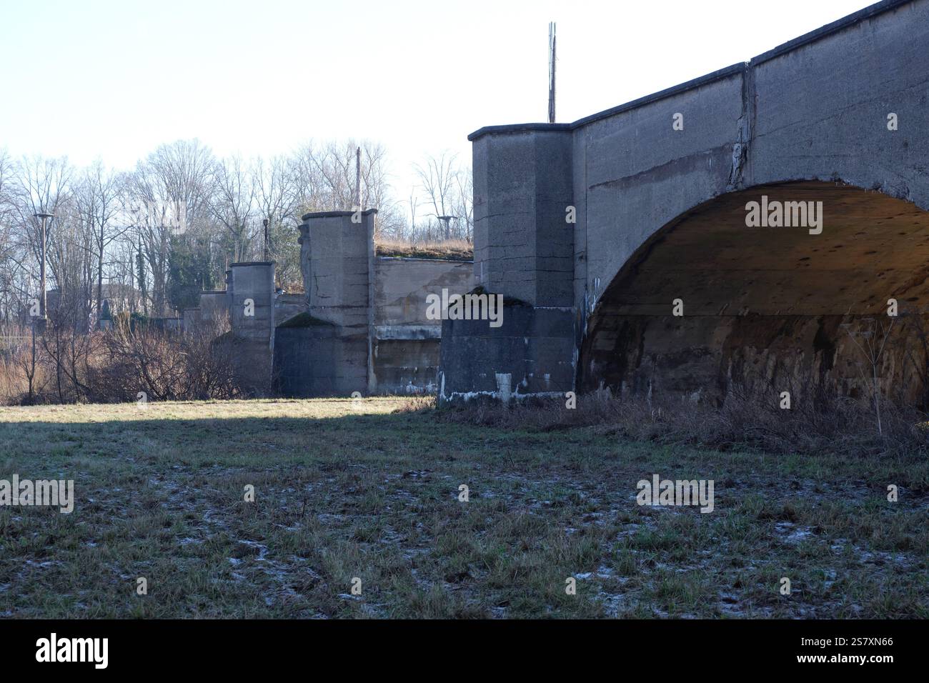 Ruined road-bridge at Forst, Land Brandenburg, River Neisse Stock Photo ...