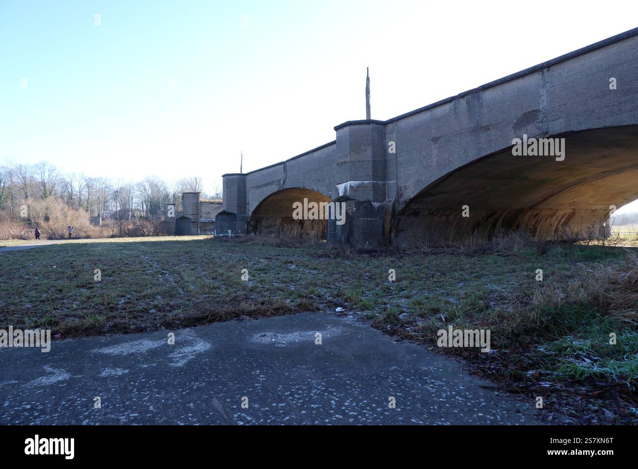 Ruined road-bridge at Forst, Land Brandenburg, River Neisse Stock Photo ...