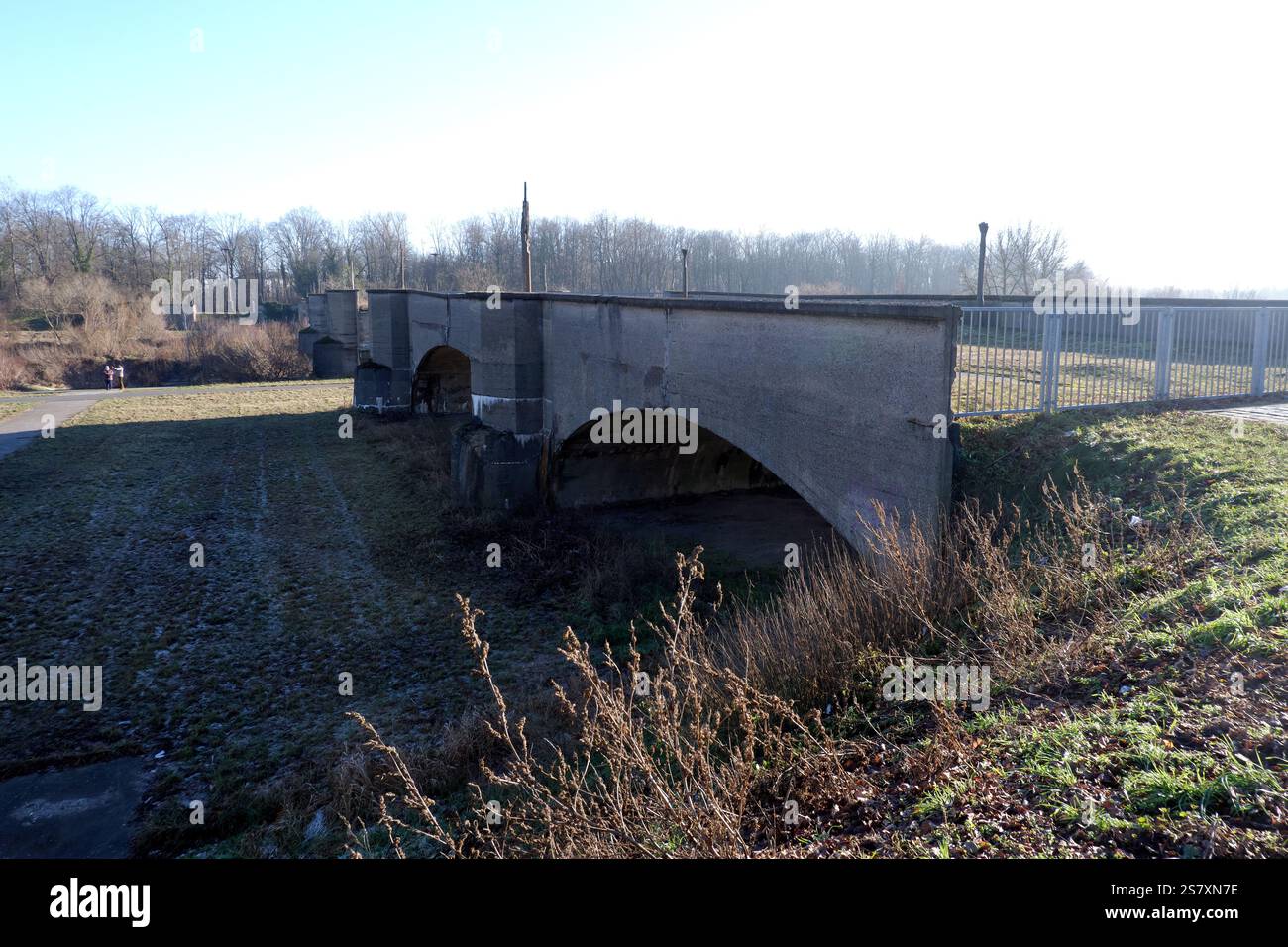 Ruined road-bridge at Forst, Land Brandenburg, River Neisse Stock Photo ...