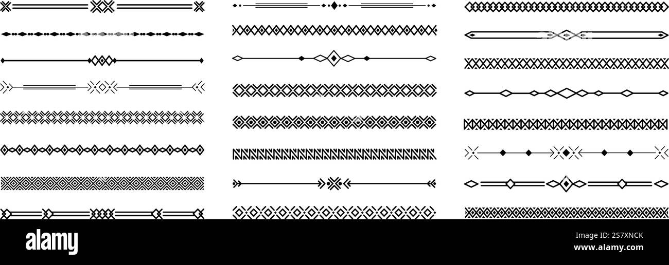 Decorative geometric line borders. Elegant ornamental dividers and ...