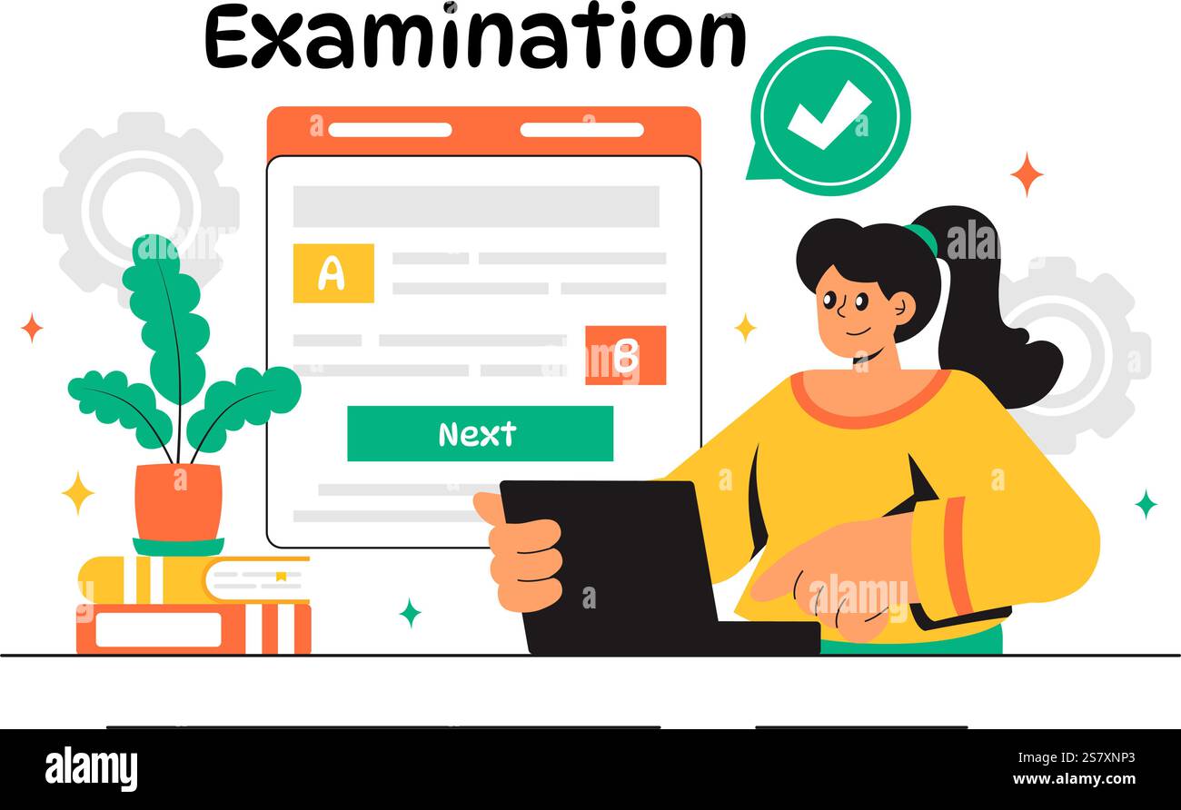 Examination Paper Vector Illustration Featuring an Online Exam, Answer ...