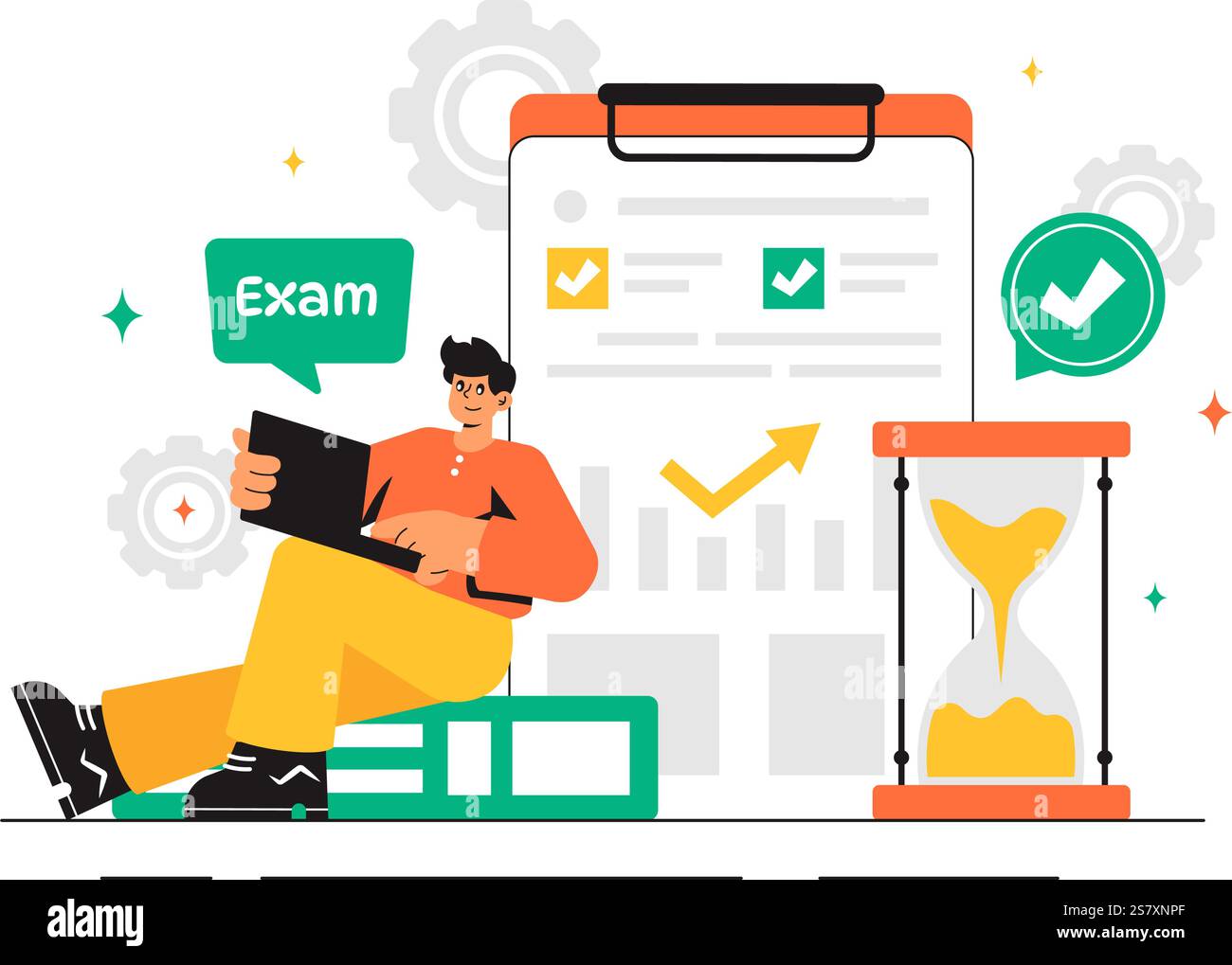Examination Paper Vector Illustration Featuring an Online Exam, Answer ...