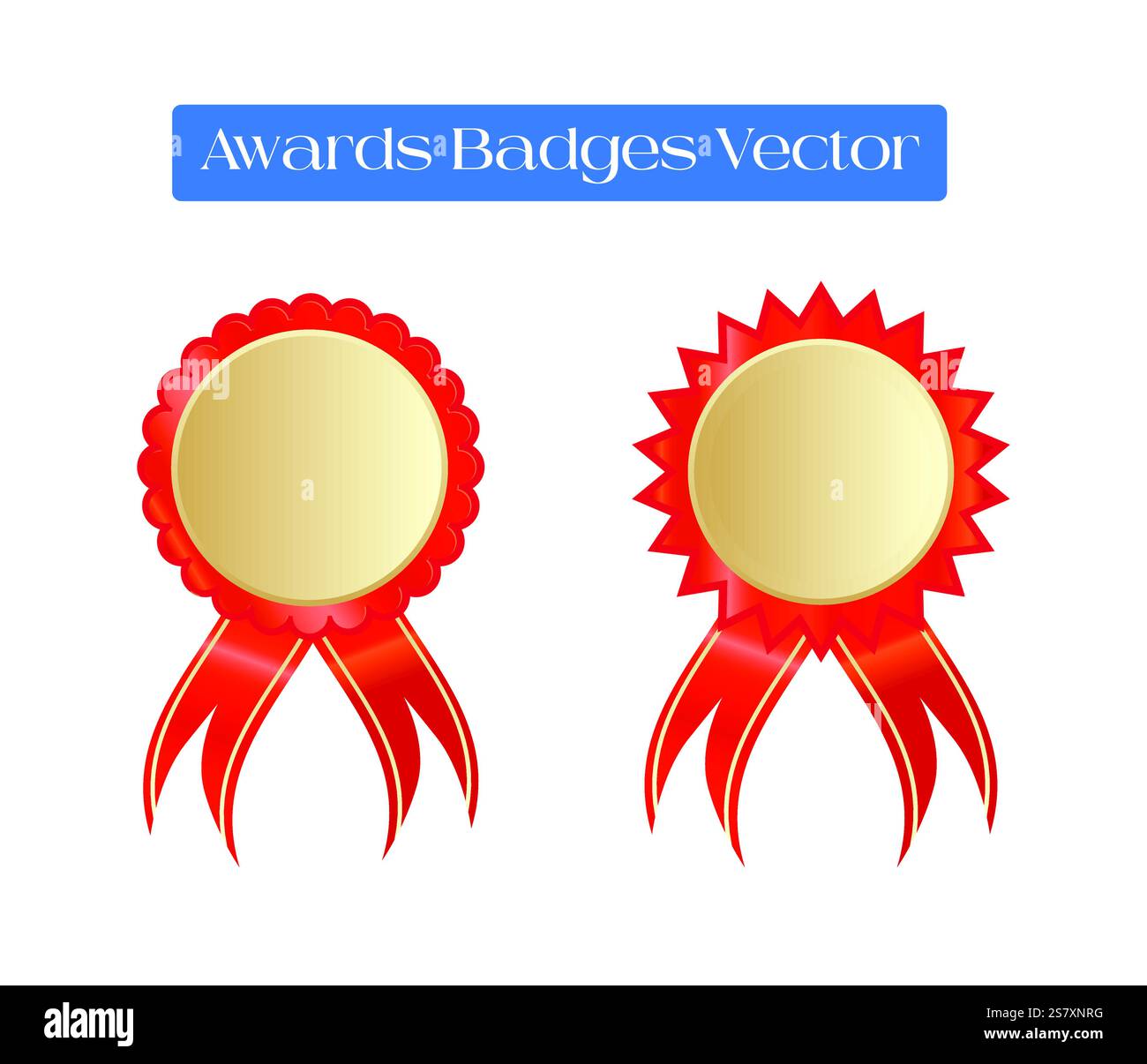 Elegant Award Badges Vector with Gold Emblems and Red Ribbons for ...