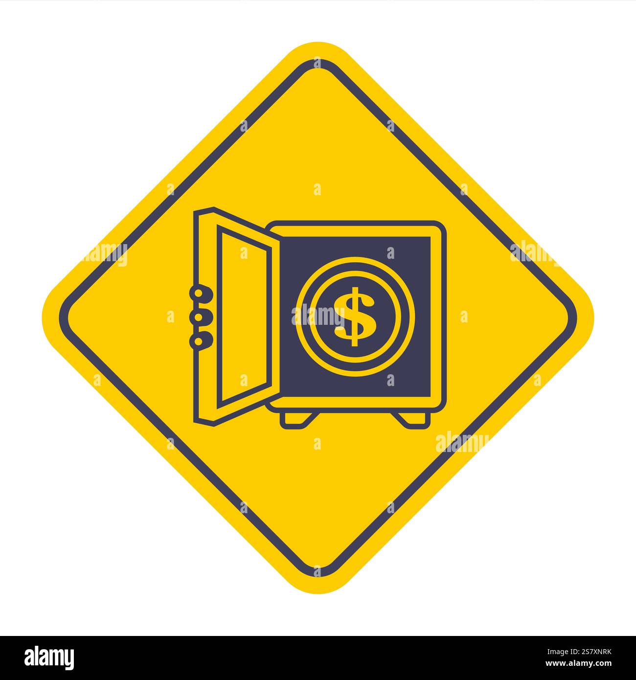 open safe icon on yellow background. open bank deposit. safe cell Stock ...