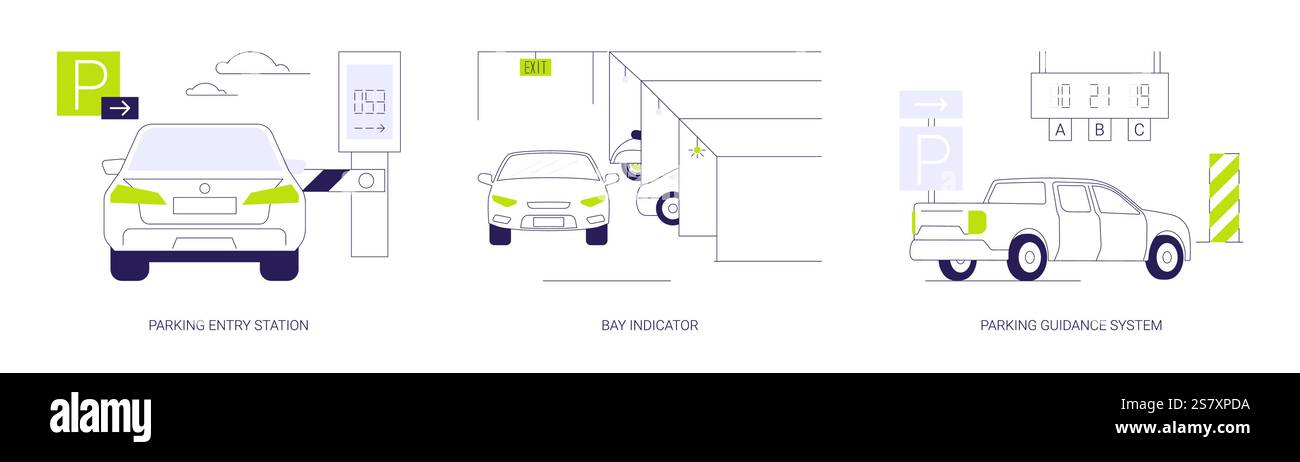Smart parking management system abstract concept vector illustrations ...