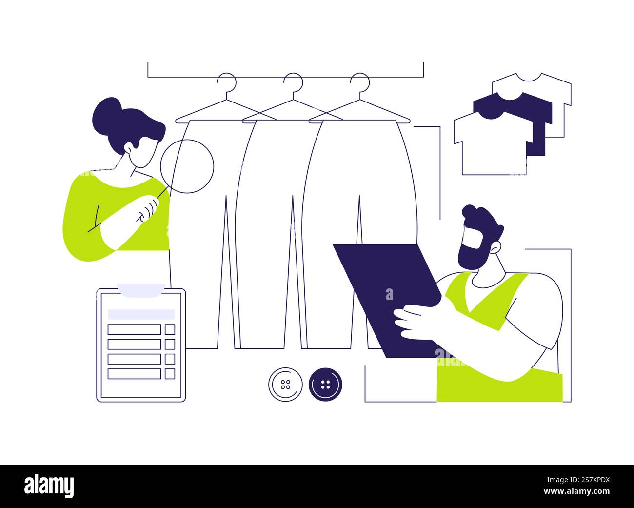 Quality control in clothing industry abstract concept vector ...