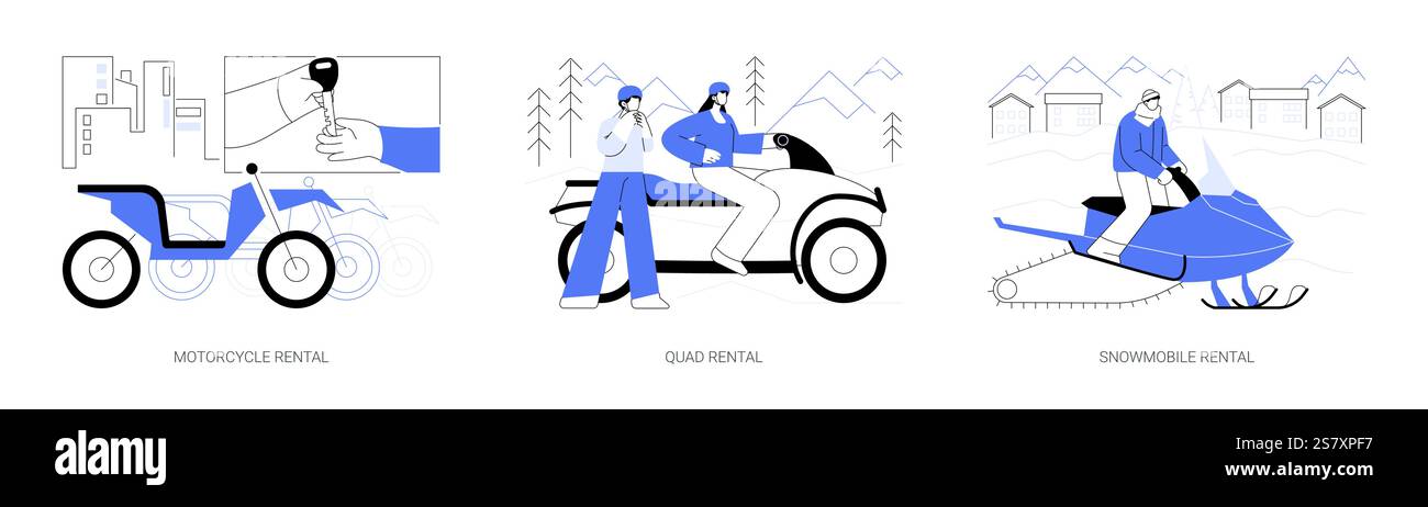 Motor vehicle rental isolated cartoon vector illustrations se Stock ...