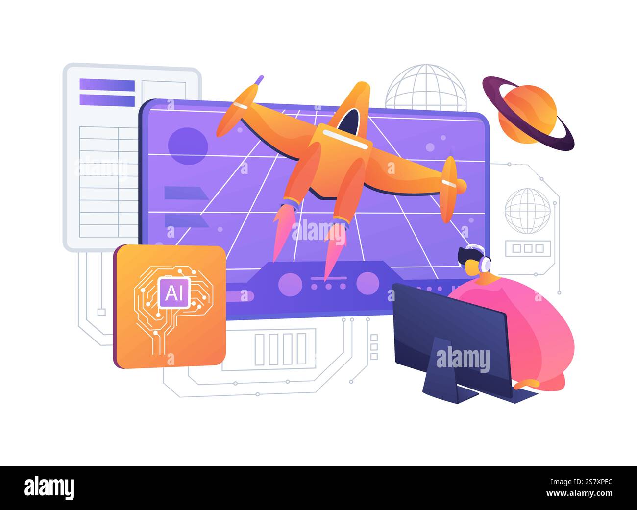 AI-Enhanced Gaming abstract concept vector illustration Stock Vector ...