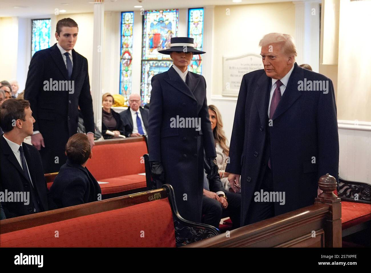 President-elect Donald Trump, Melania Trump and Barron Trump arrive for ...