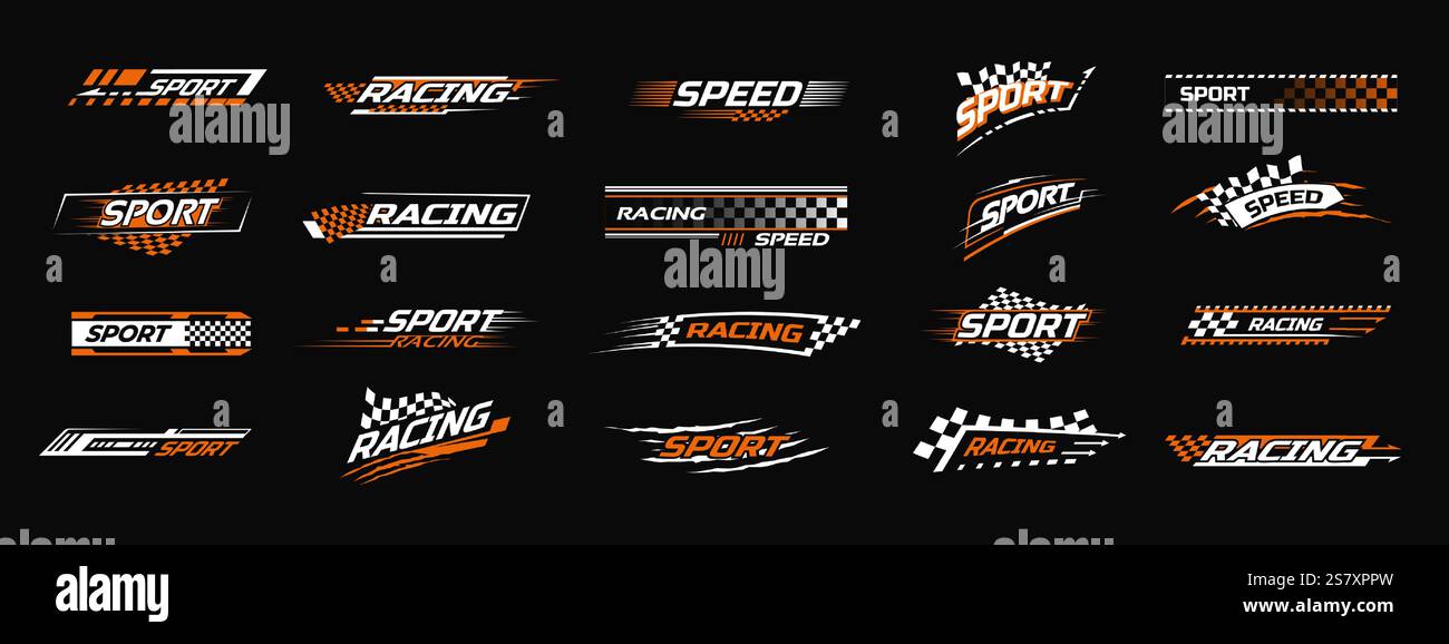 Racing sport decal. Speed sticker stripes, car racing branding with ...