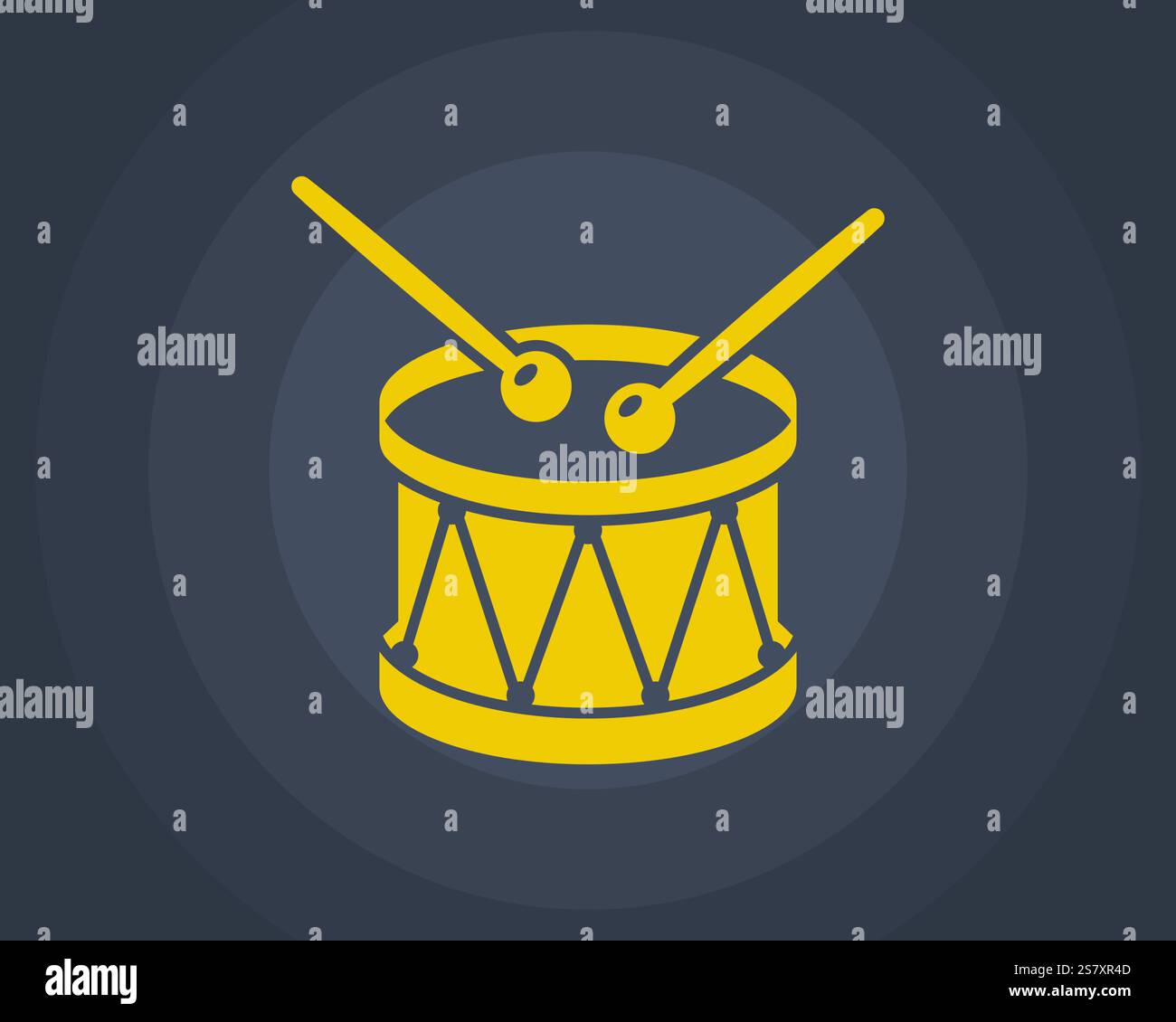 Yellow drum on black background. musical instrument Stock Vector Image ...