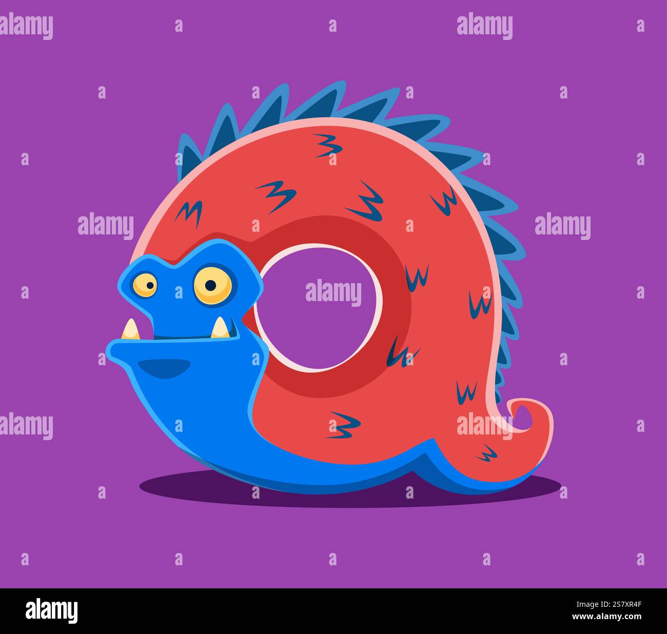 Halloween font letter Q scary monster character. Silly alien monster ...