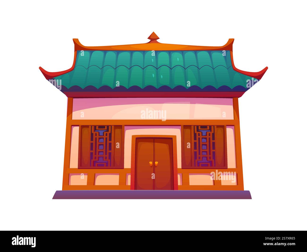 Chinese building, traditional asian china town house with a green tiled ...