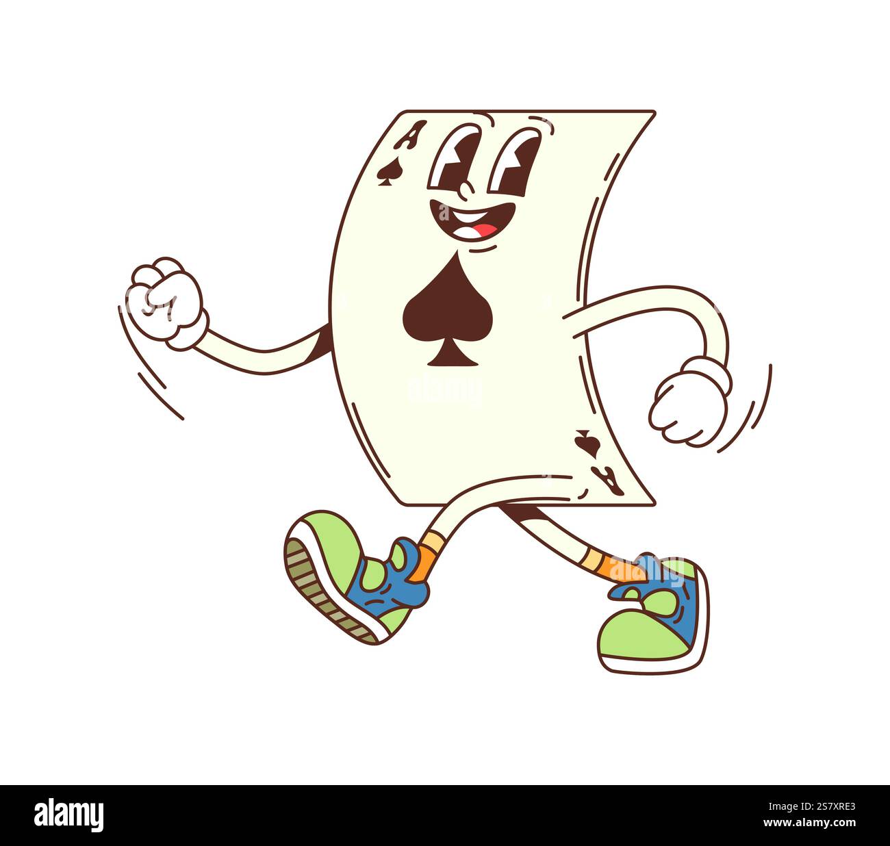 Groovy poker card ace, retro hippie cartoon character, vector funny ...