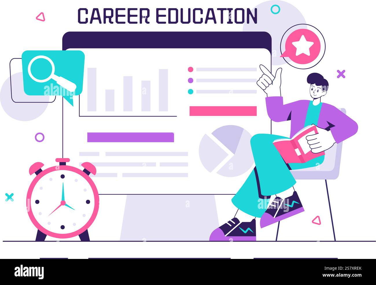 Career Education Vector Illustration Featuring a Growth Oriented ...