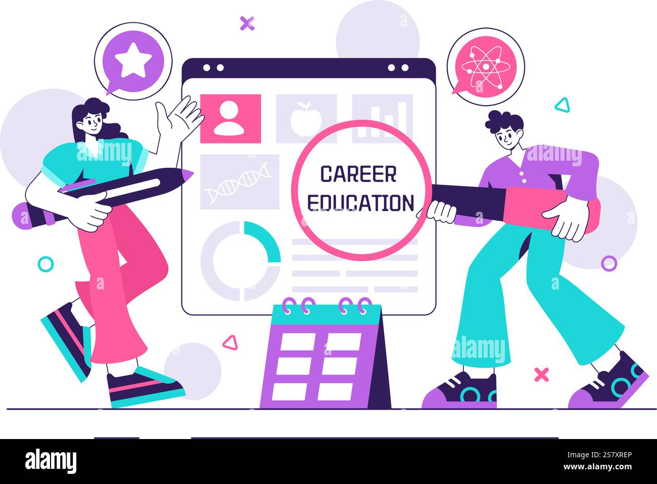 Career Education Vector Illustration Featuring a Growth Oriented Learning Model with Activities ...
