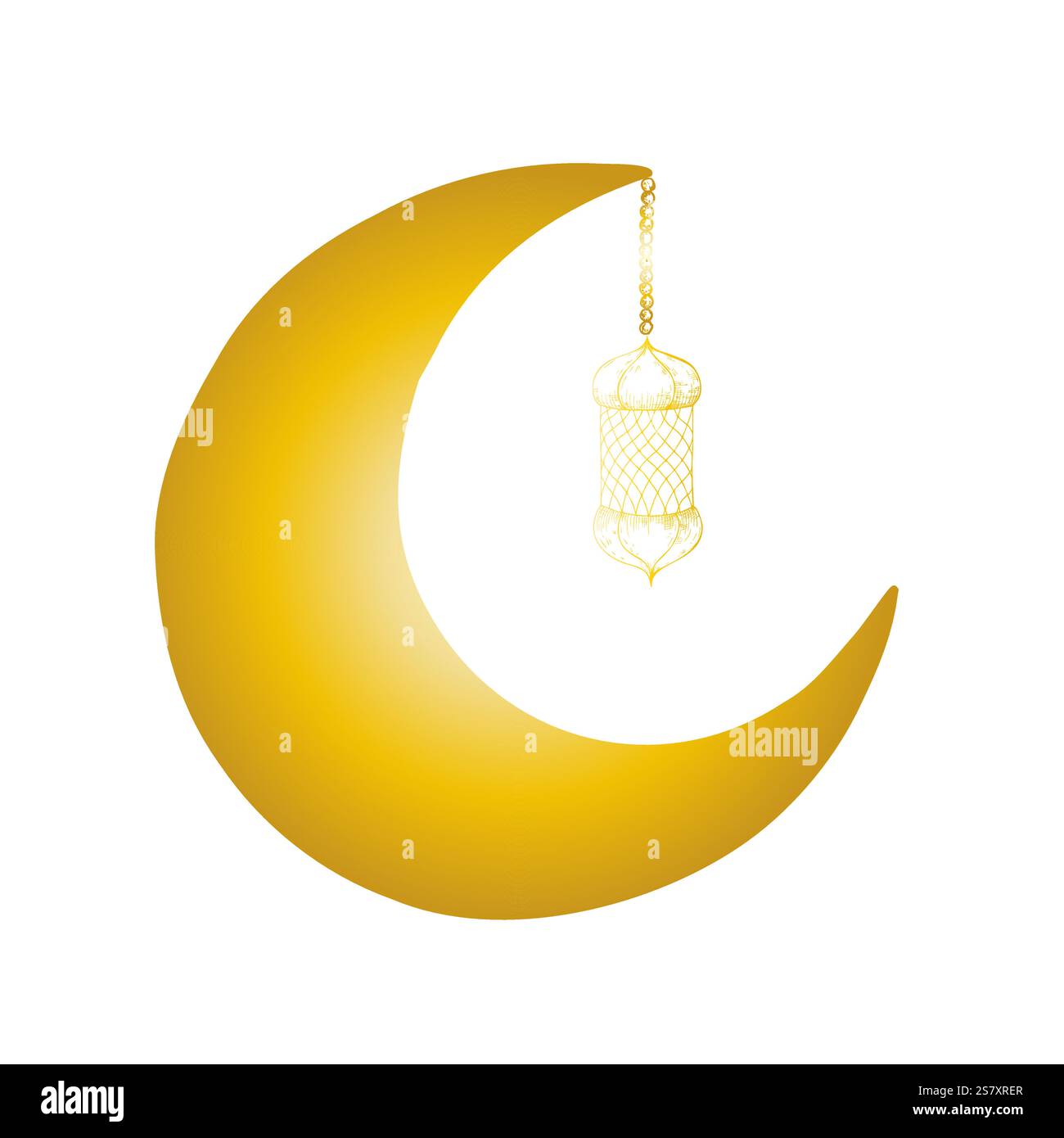 Vector Islamic arabian crescent moon with lantern on chain. Graphic ...