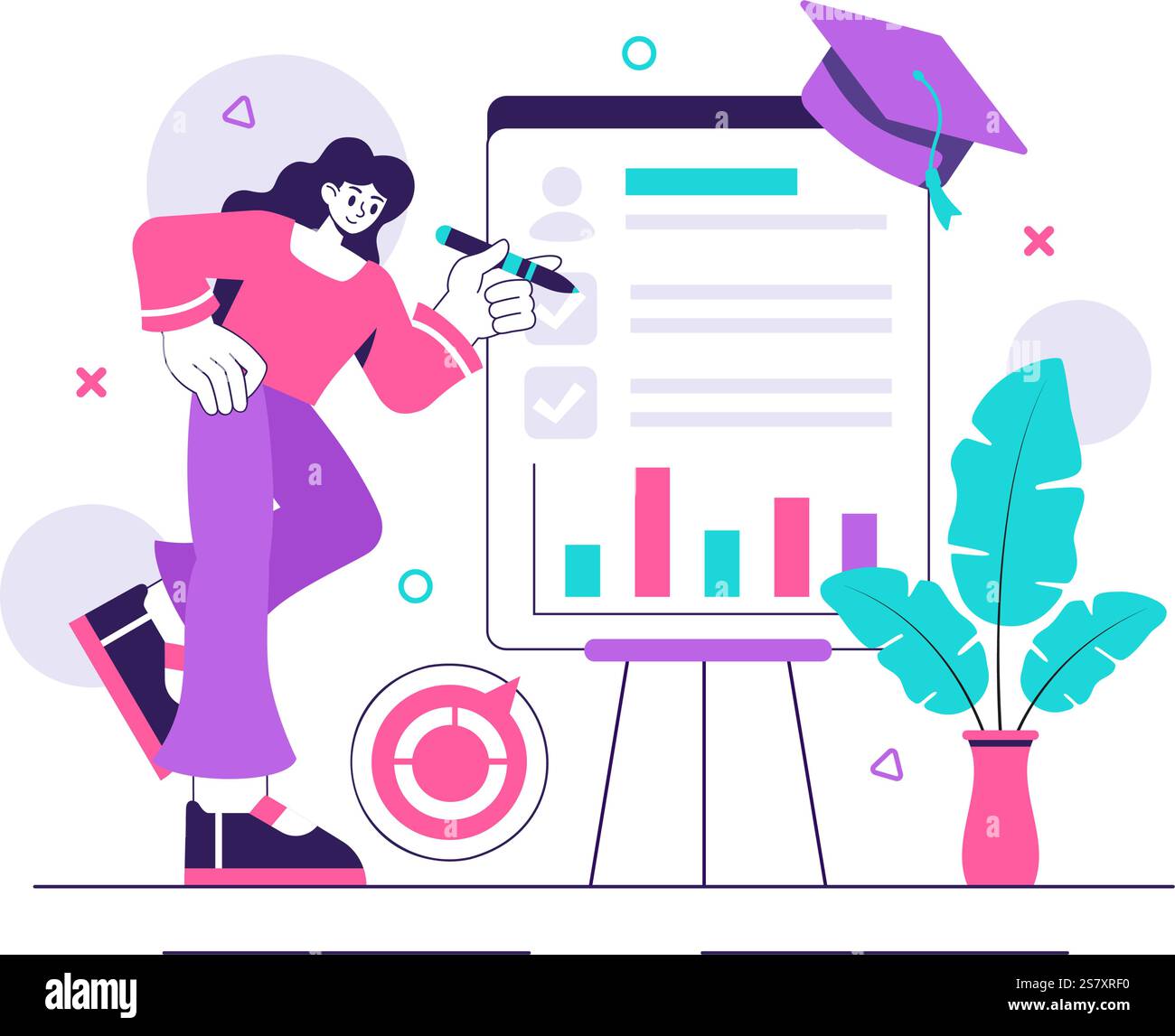 Career Education Vector Illustration Featuring a Growth Oriented ...