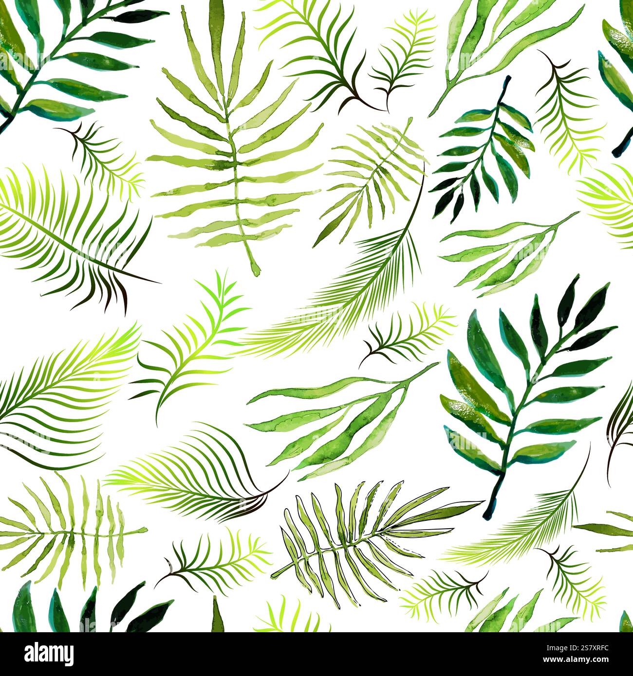 Seamless background palm leaves. Hand drawing. Not AI, Vector ...