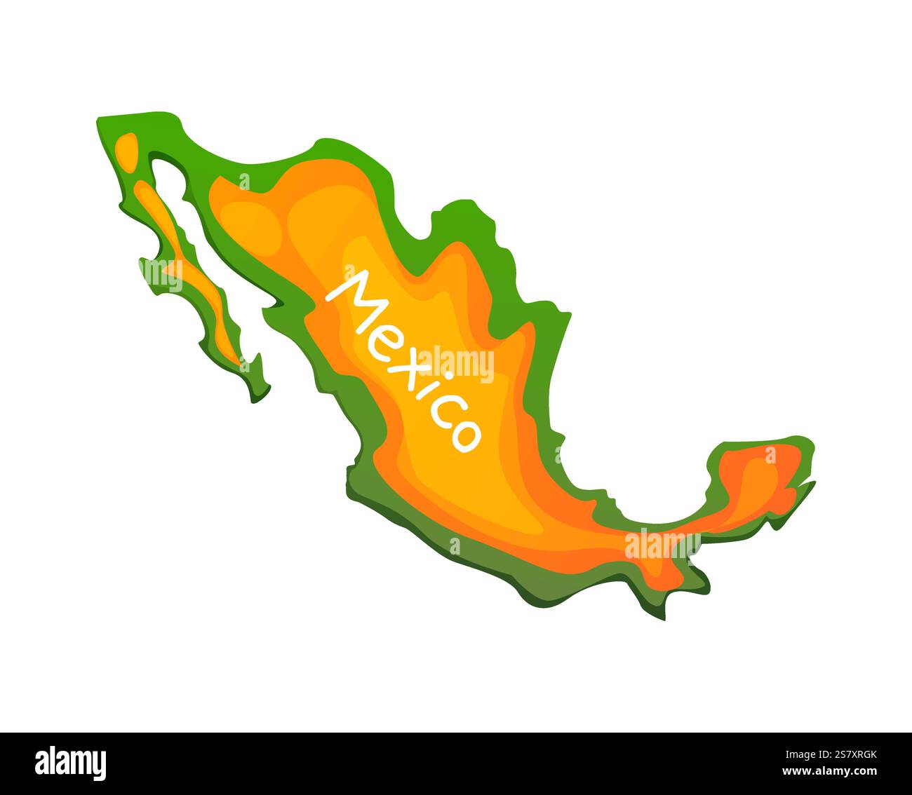 Cartoon map of Mexico country features contrasting layers of bold ...