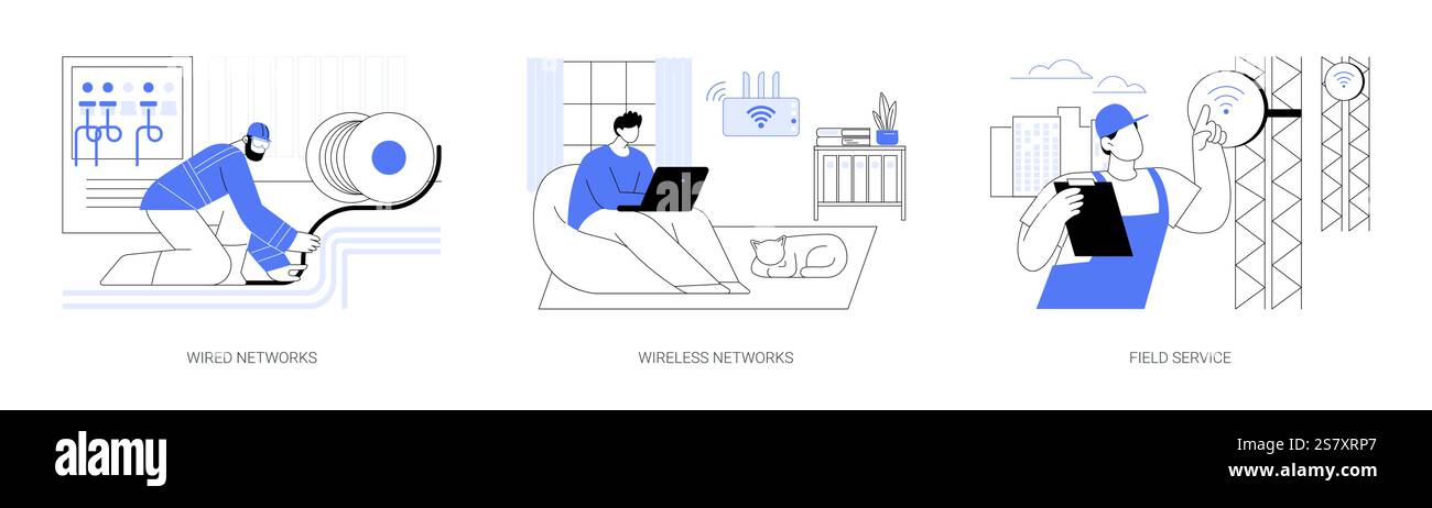 Network maintenance isolated cartoon vector illustrations se Stock ...