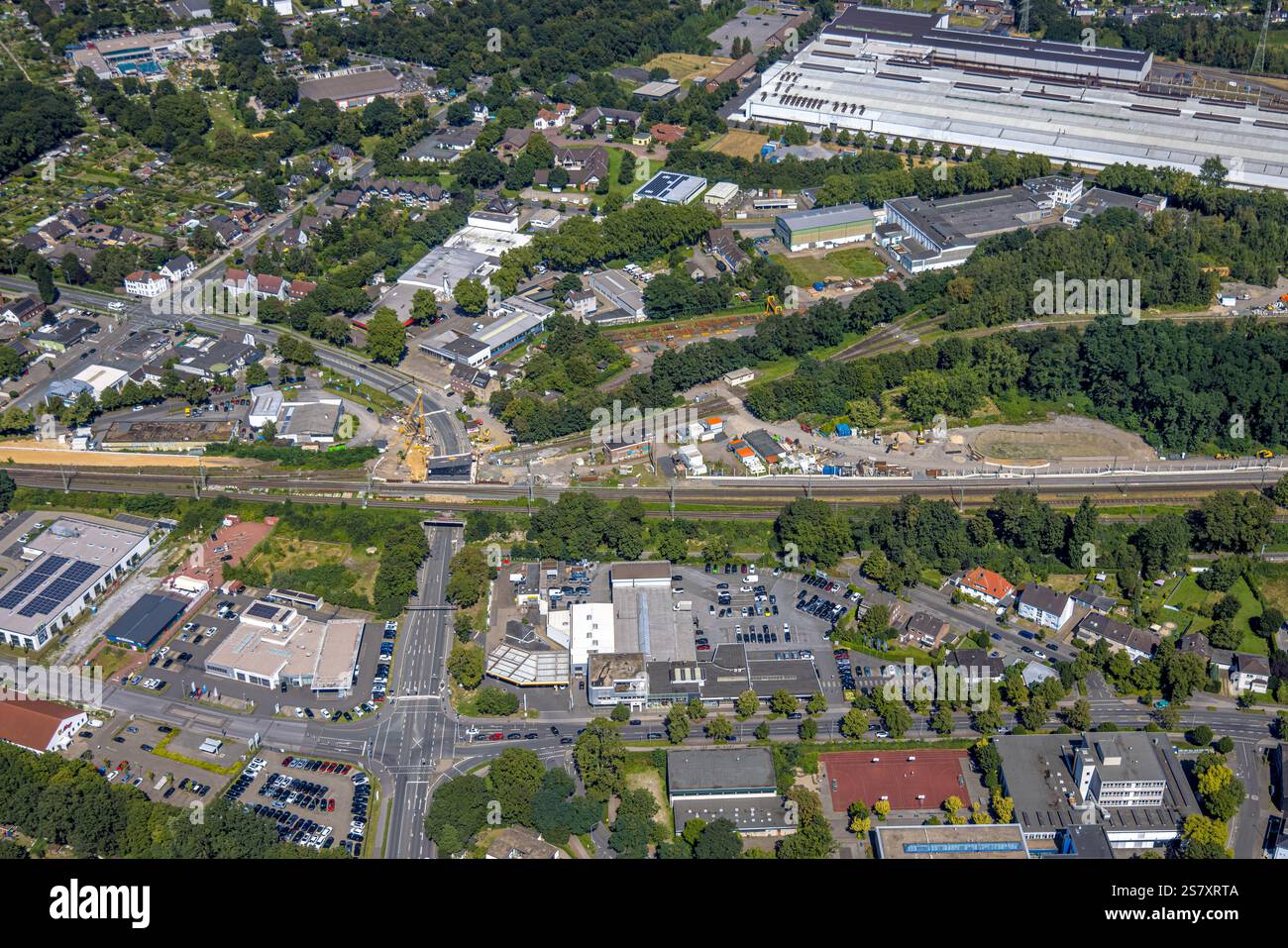 Aerial view, tunnel and road construction work on the Willy-Brandt ...