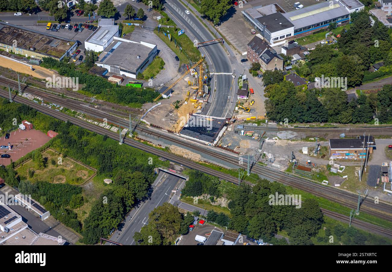 Aerial view, tunnel and road construction work on the Willy-Brandt ...