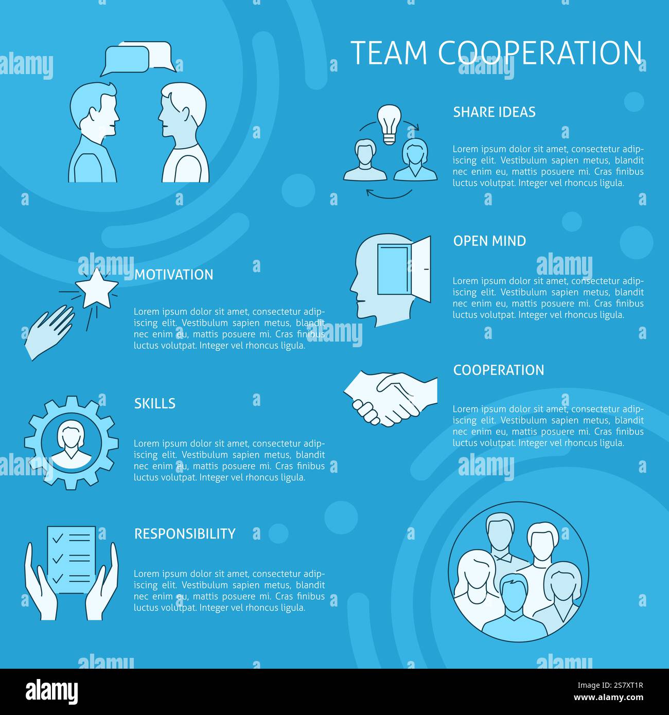 Team cooperation and support poster template. Teamwork and partnership ...