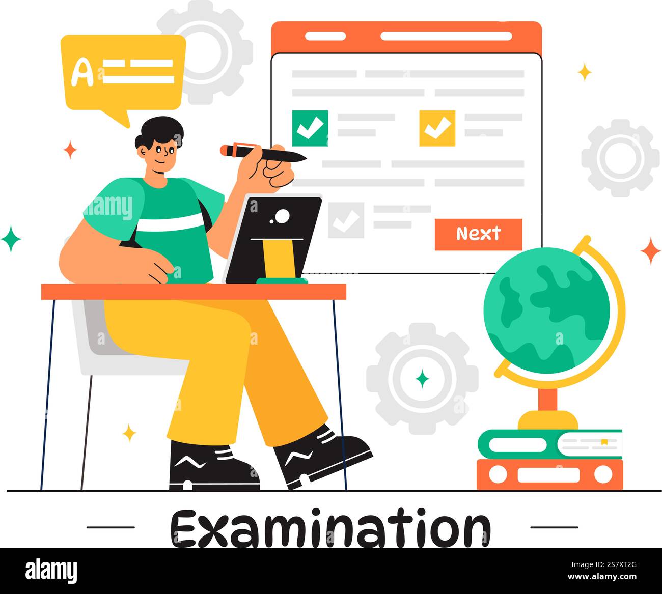 Examination Paper Vector Illustration Featuring an Online Exam, Answer ...