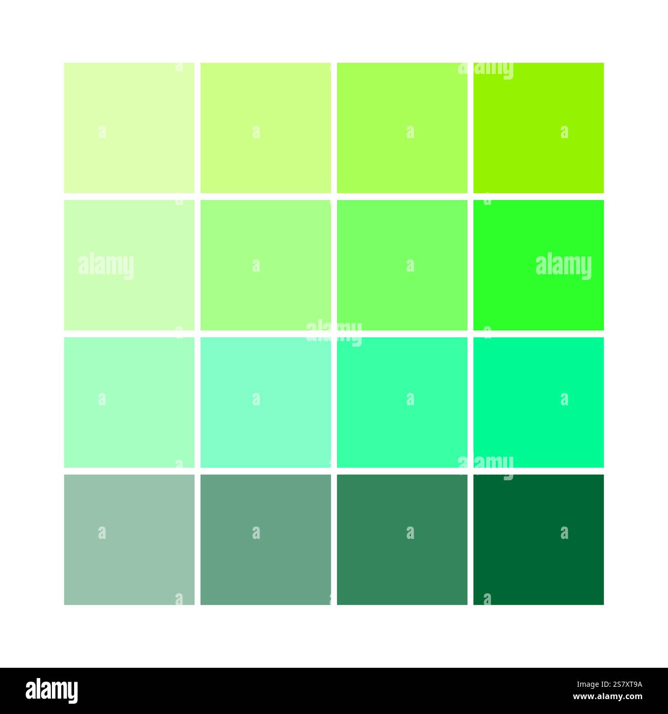 Green palette. Gradient color swatches. Modern vector grid. Pastel tone ...