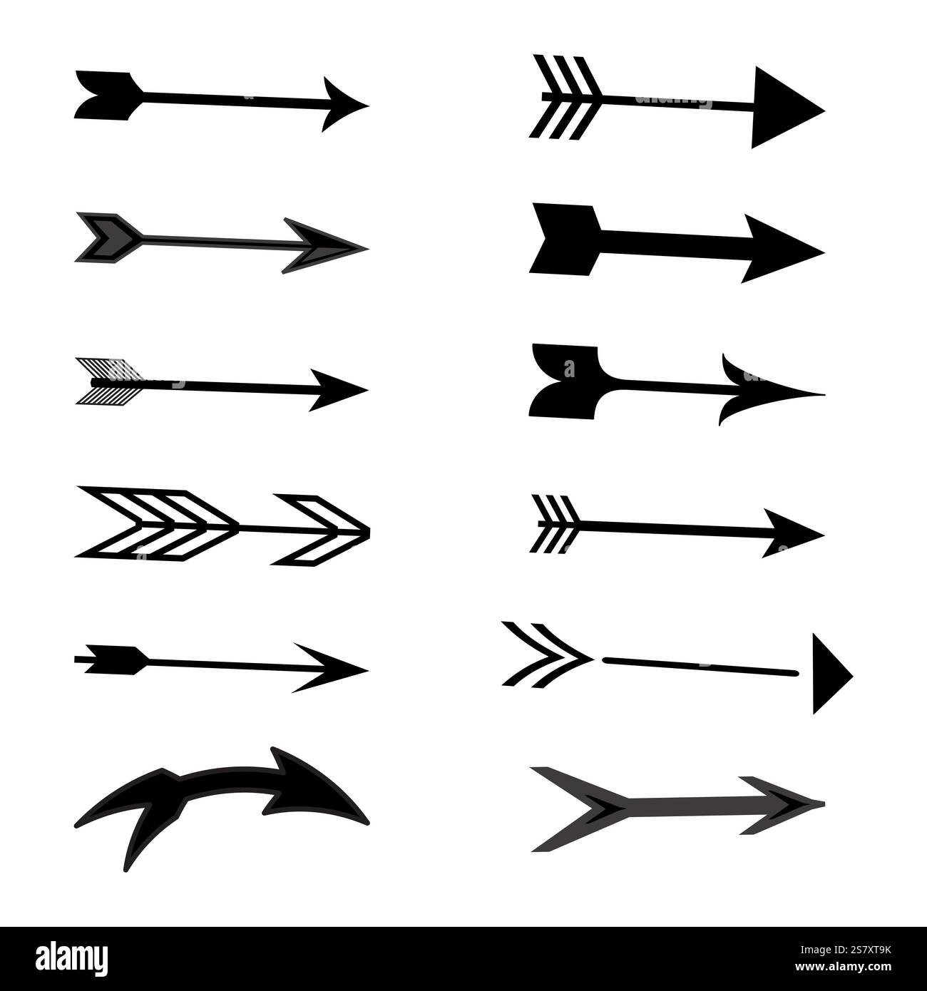 Arrow vector set. Bold black arrows. Modern arrow icons. Diverse ...