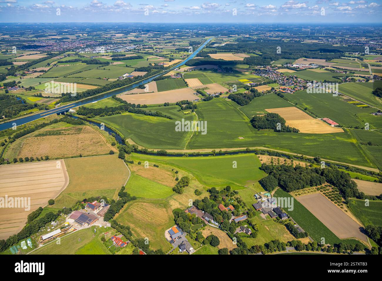 Aerial photograph, Lippe renaturation, Lippe loop, course of the Lippe ...