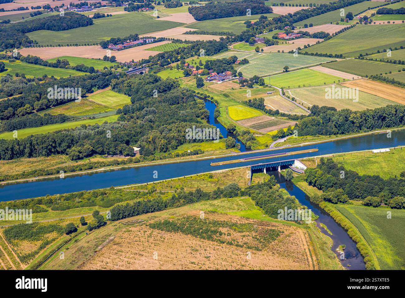 Aerial photograph, Lippe renaturation, Lippe loop, course of the Lippe ...