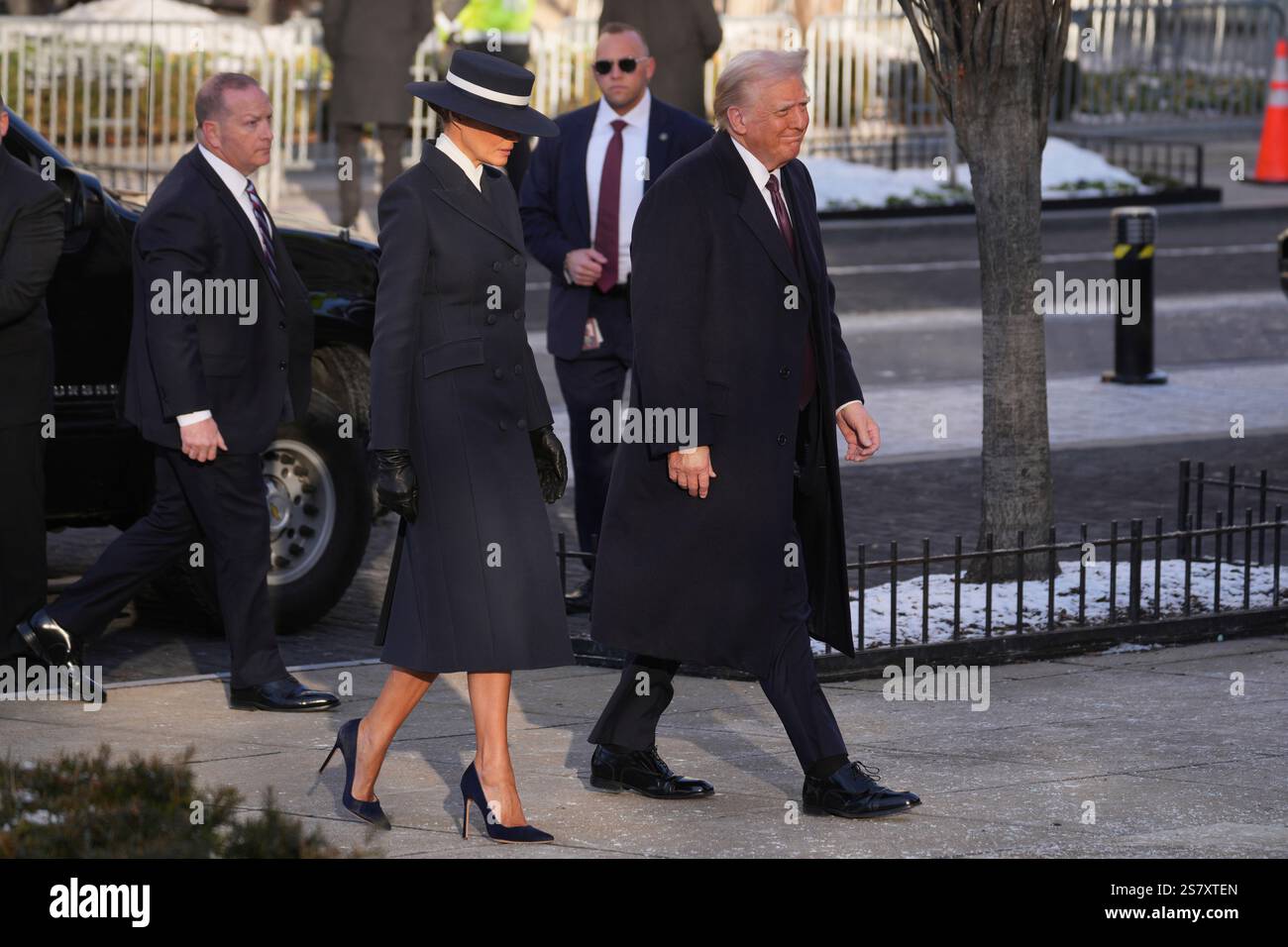 President-elect Donald Trump and his wife Melania arrive for church ...