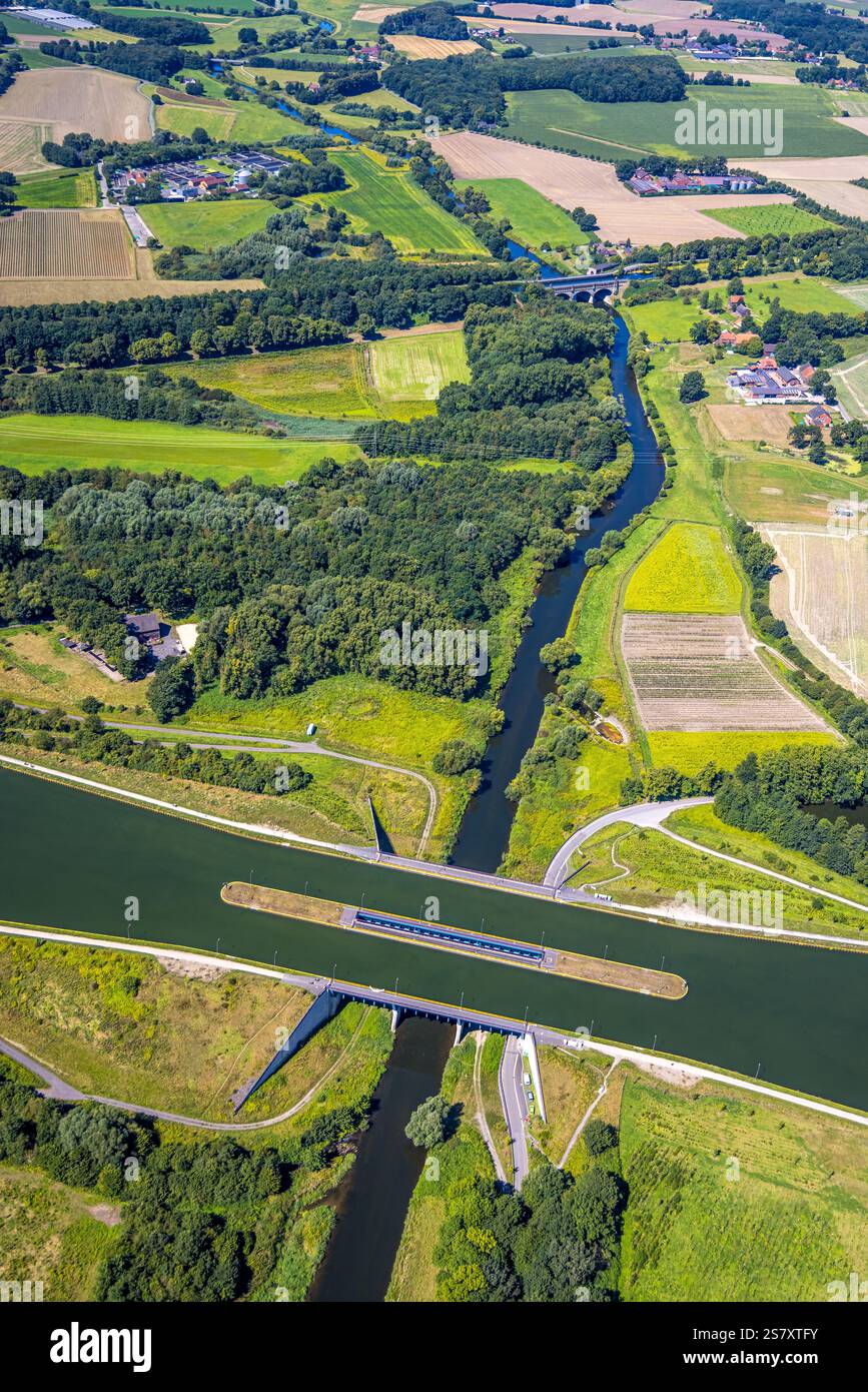 Aerial photo, Lippe renaturation, Lippe loop, course of the Lippe ...