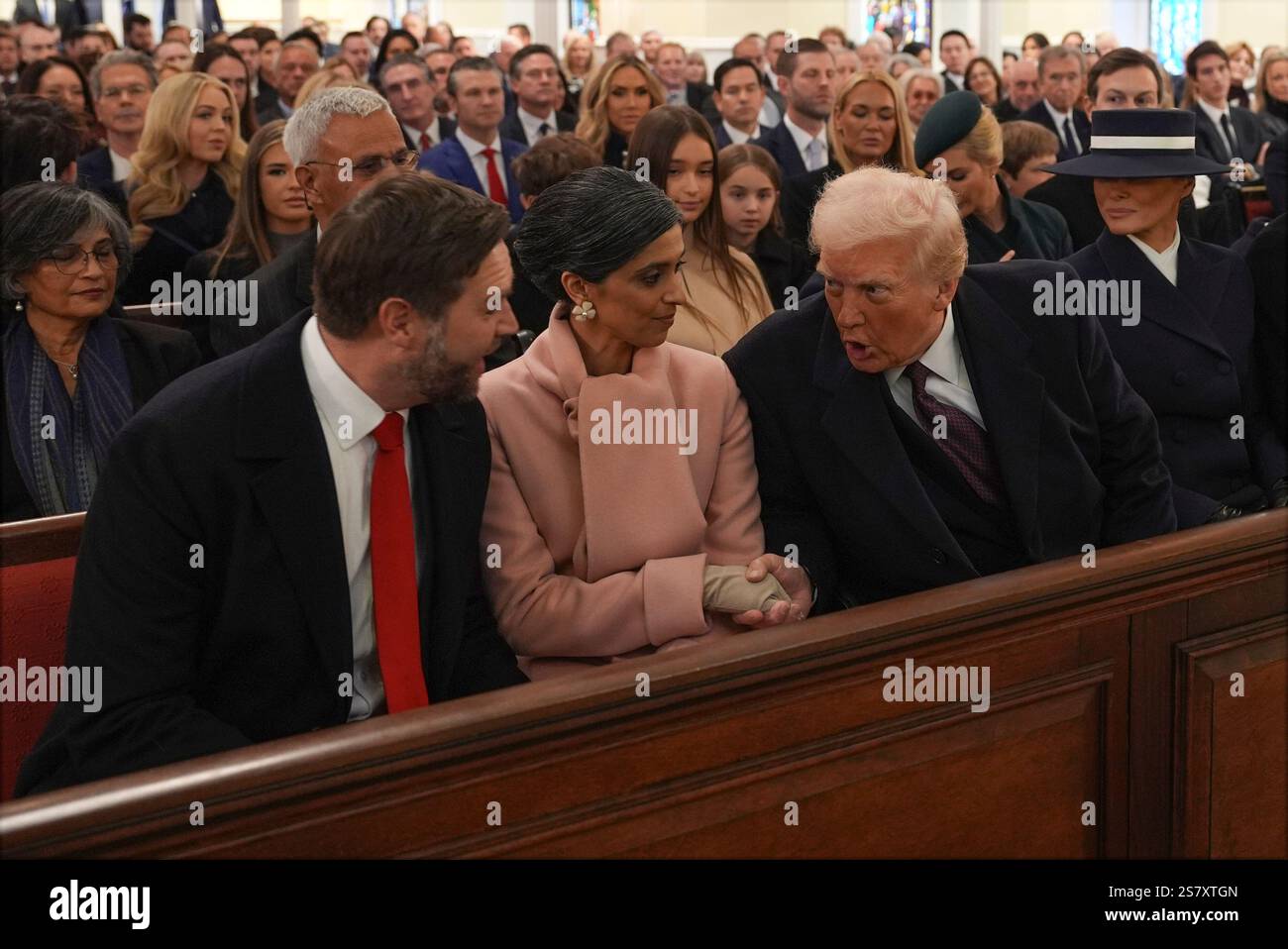 President-elect Donald Trump talks with Vice President-elect JD Vance ...